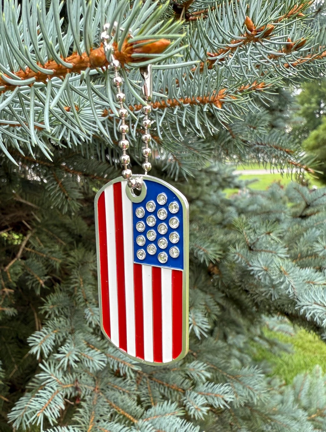 NEW!!! American Flag Dog Tag With Swarovski Crystals (engraved With ...