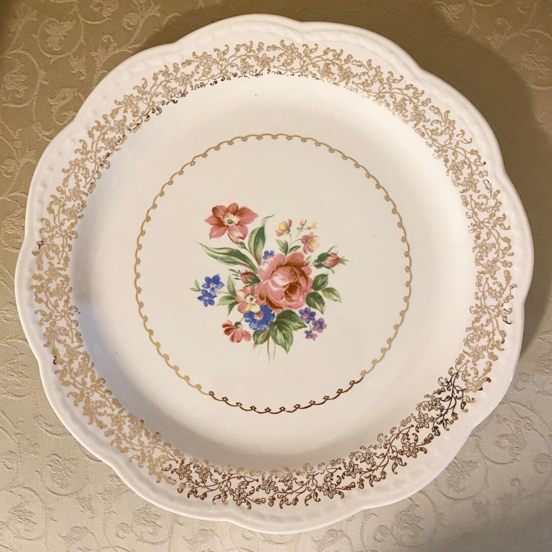 Vintage Bridal Bouquet by Stetson 22 Kt Gold Scalloped Edge Platter ...