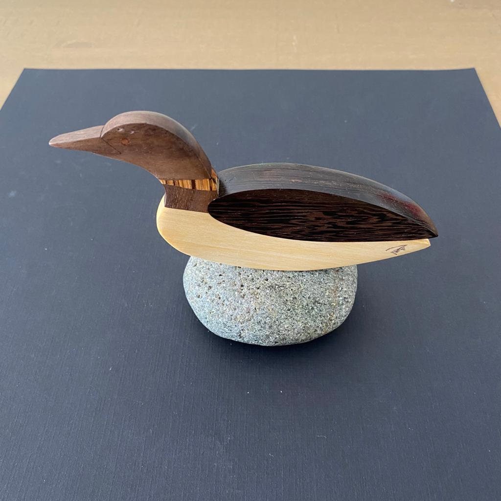 Cute Wooden Duck Sitting on A Stone Figurine - Etsy