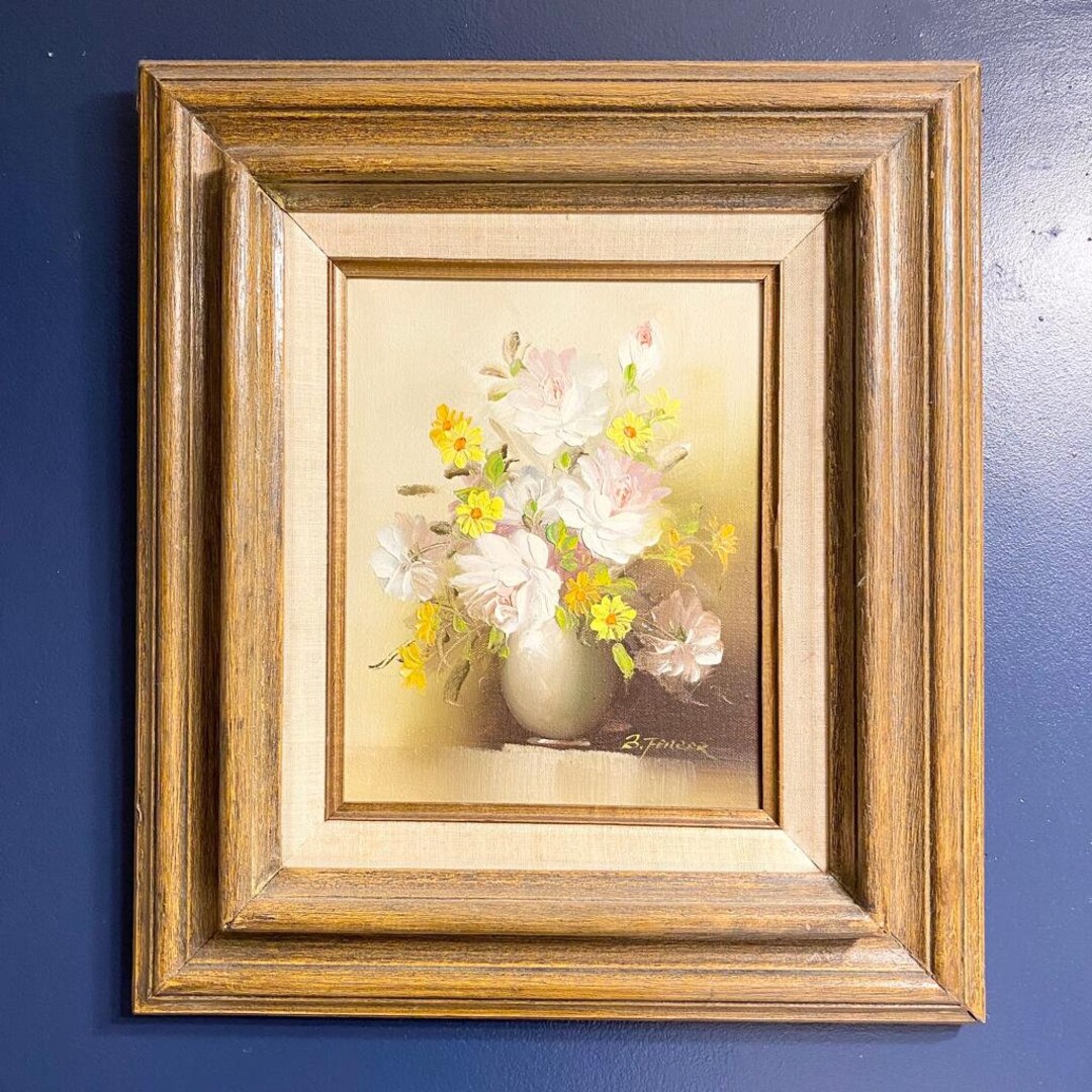 Vintage B. Ferber Floral Oil Painting - Matted Wood Frame - Etsy