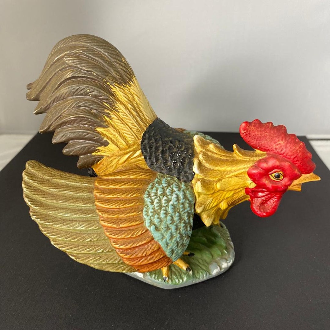 Multicolor Rooster Statue Figurine - 5.5" Tall - Etsy