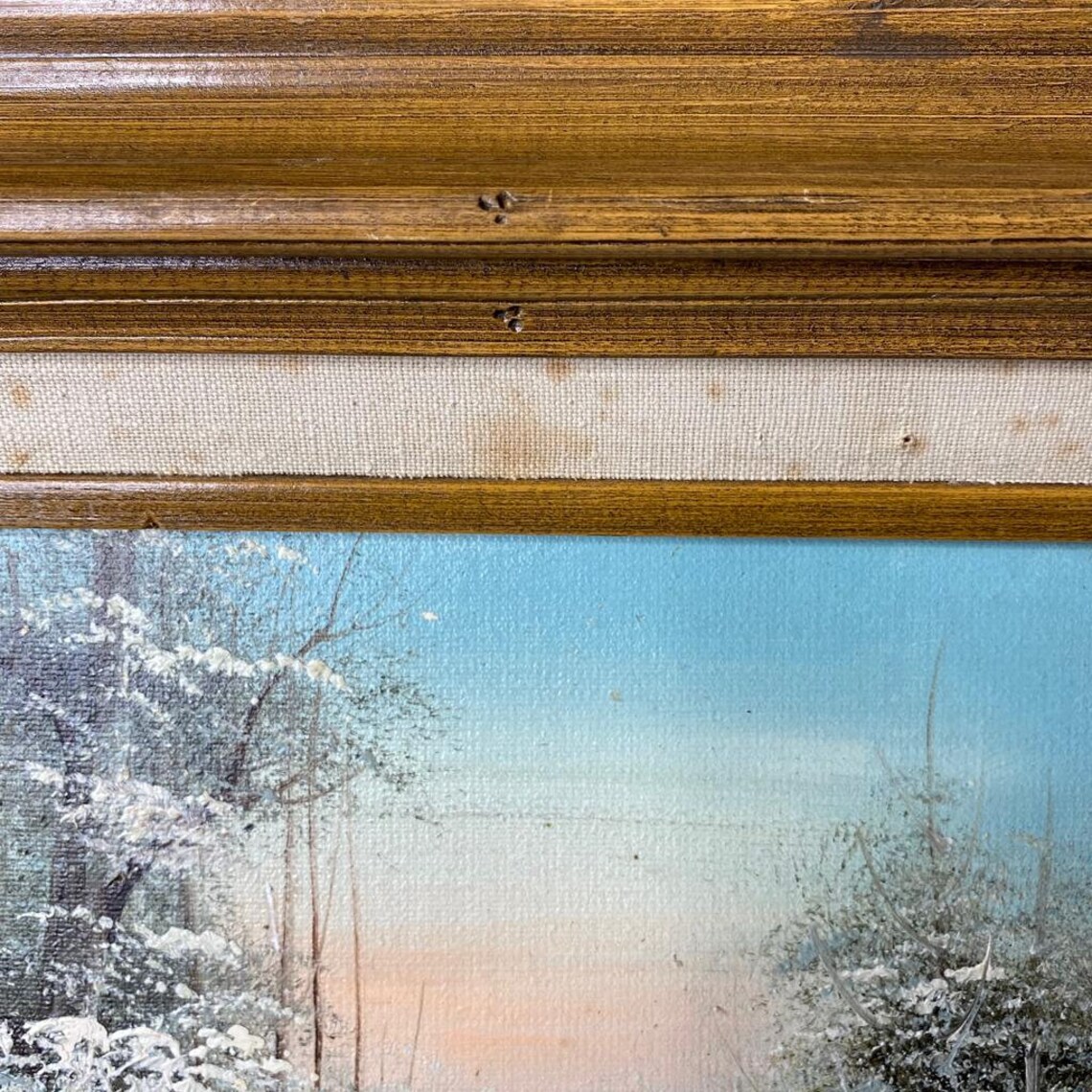 Vintage Schiller Oil Painting of Forest & River in the Winter-matted ...