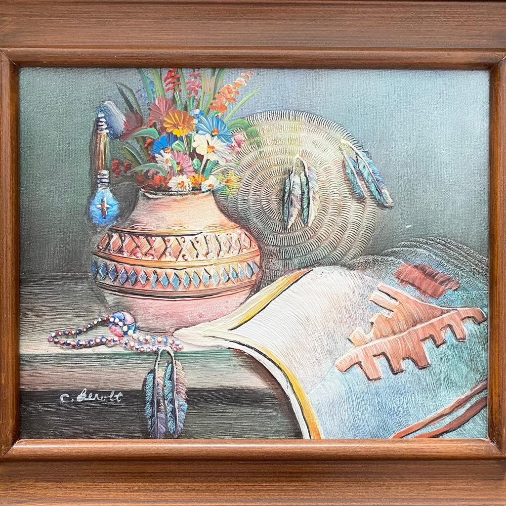 Vintage Native American Pottery, Beadwork, Quillwork and Weaving Oil ...