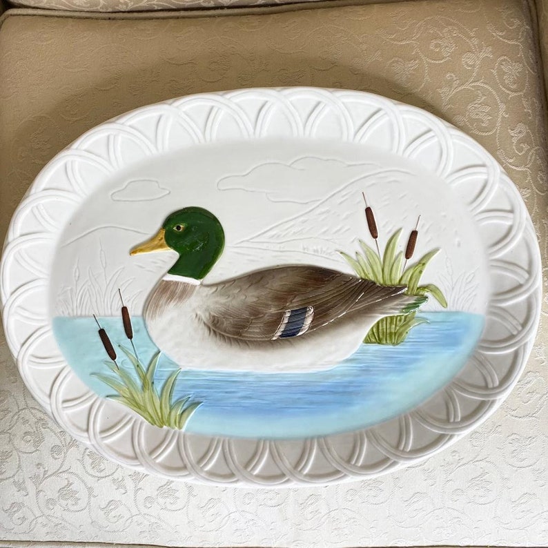Otagiri 1982 Raised 3-D Mallard Duck Oval Serving Platter - Etsy
