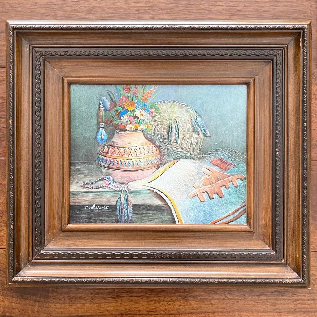 Vintage Native American Pottery, Beadwork, Quillwork and Weaving Oil ...