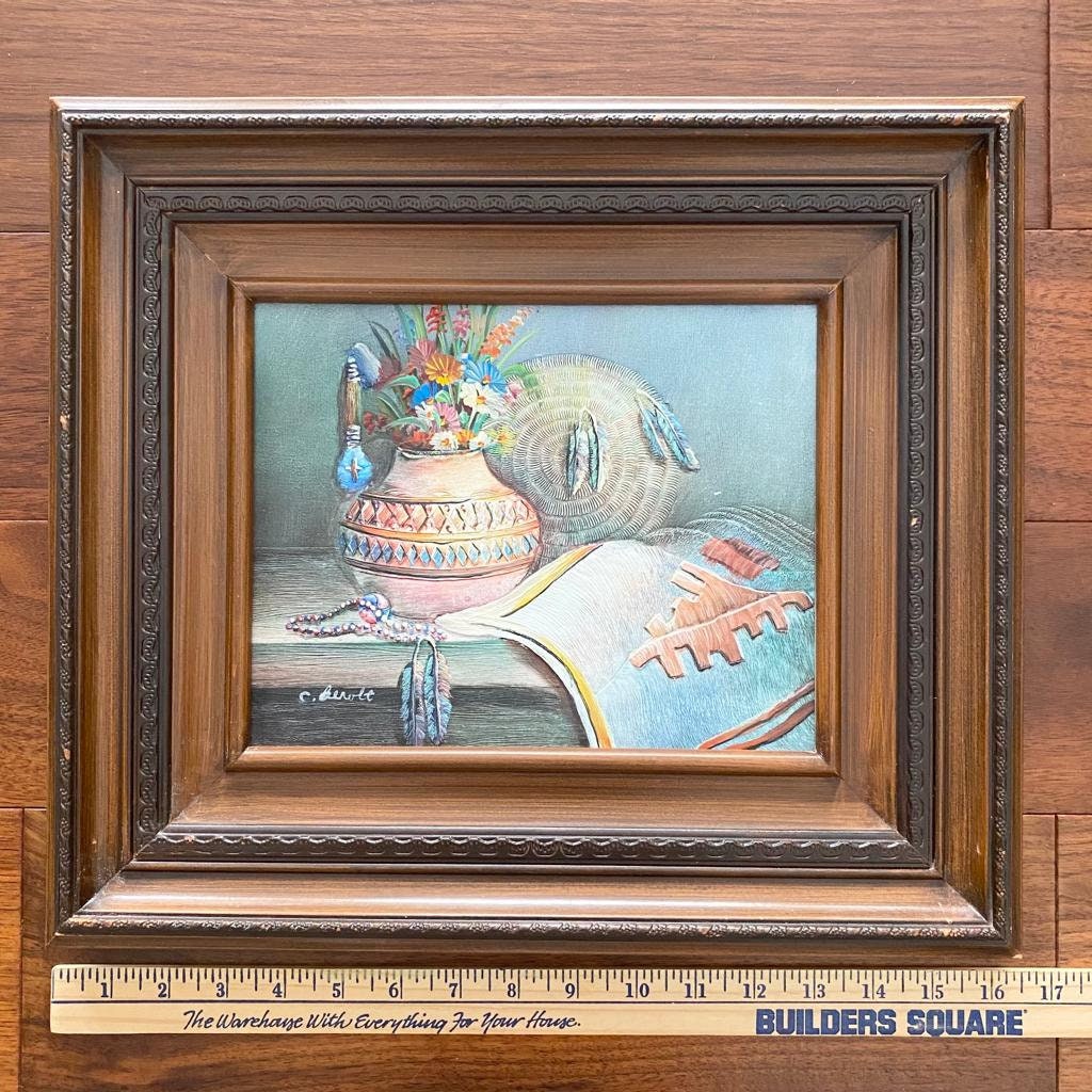 Vintage Native American Pottery, Beadwork, Quillwork and Weaving Oil ...