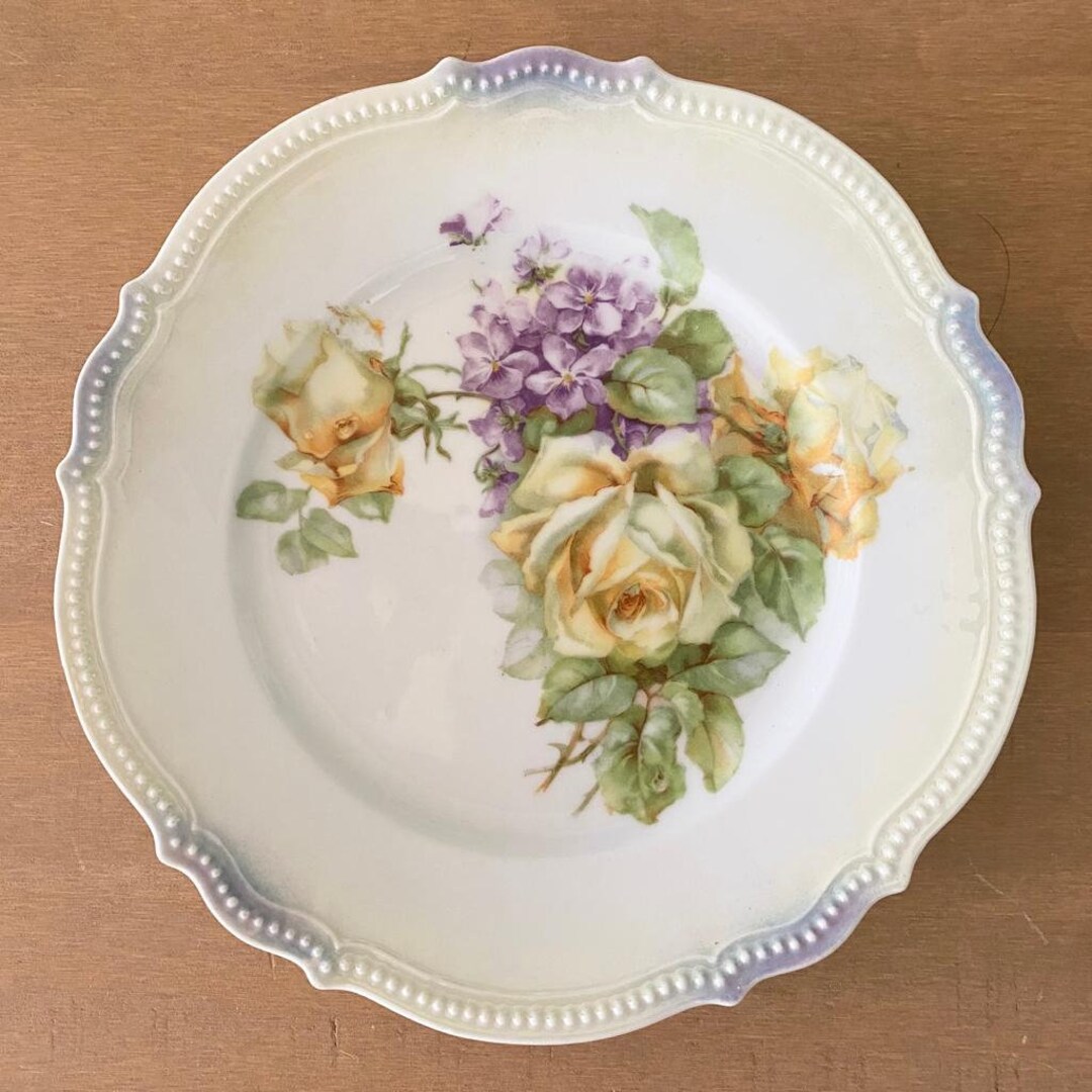 Antique 1914-1918 PK Silesia Floral Scalloped Edge Plate - Etsy