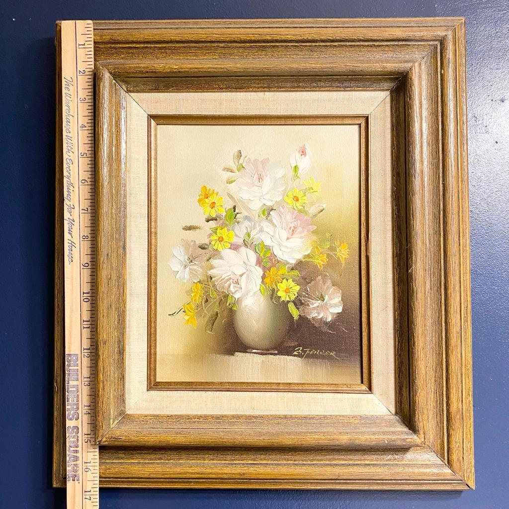 Vintage B. Ferber Floral Oil Painting - Matted Wood Frame - Etsy