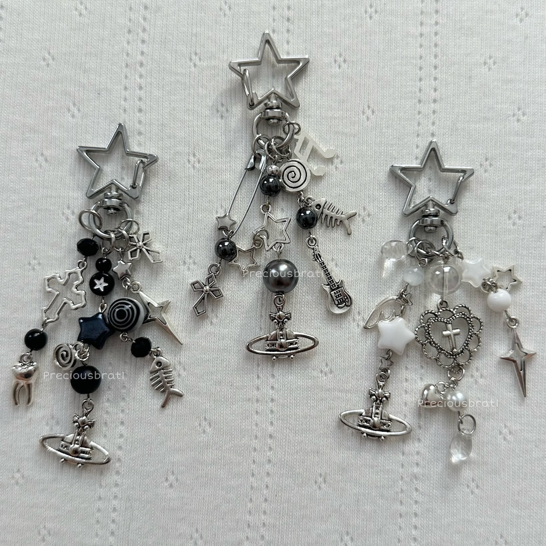 Handmade Cluttered Rockstar Gf Edgy Planet Orb Stary Keychains | Grunge ...