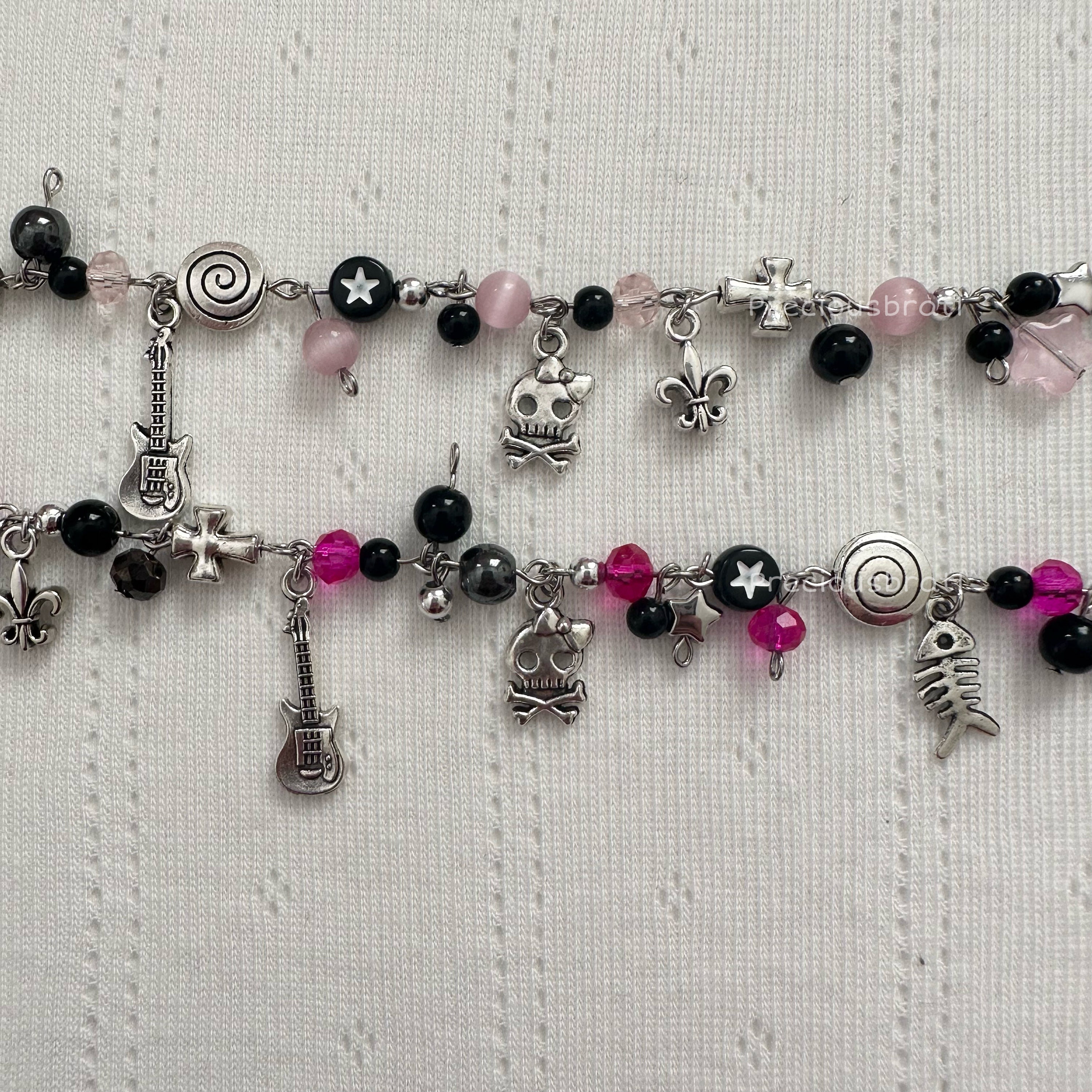 Handmade Cluttered Pink Rockstar Gf Matching Friendship Bracelets Edgy ...