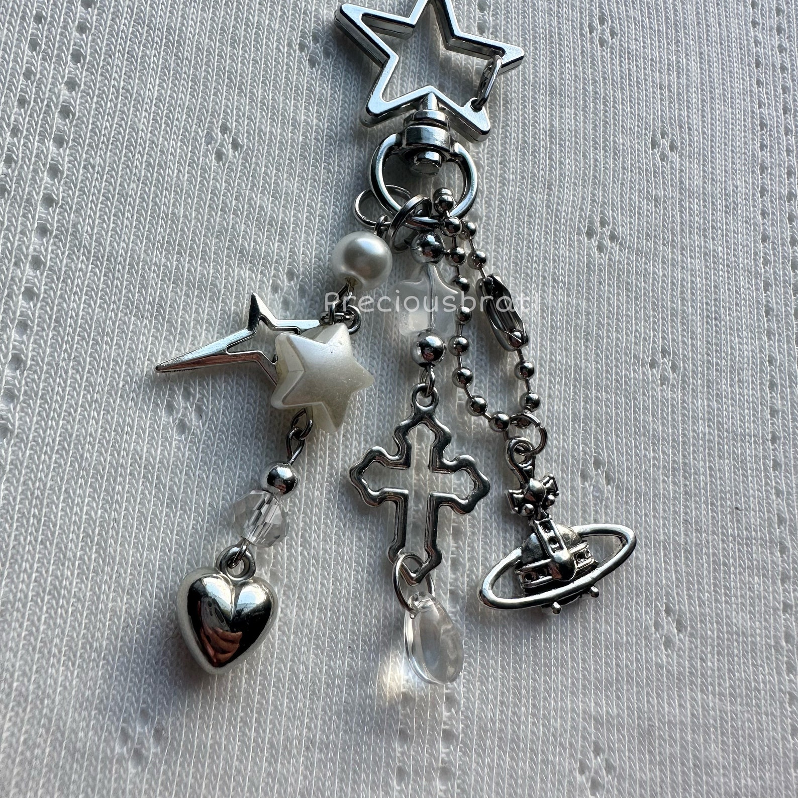 Handmade Cluttered Rockstar Gf Edgy Black and White Star Girl Keychains ...