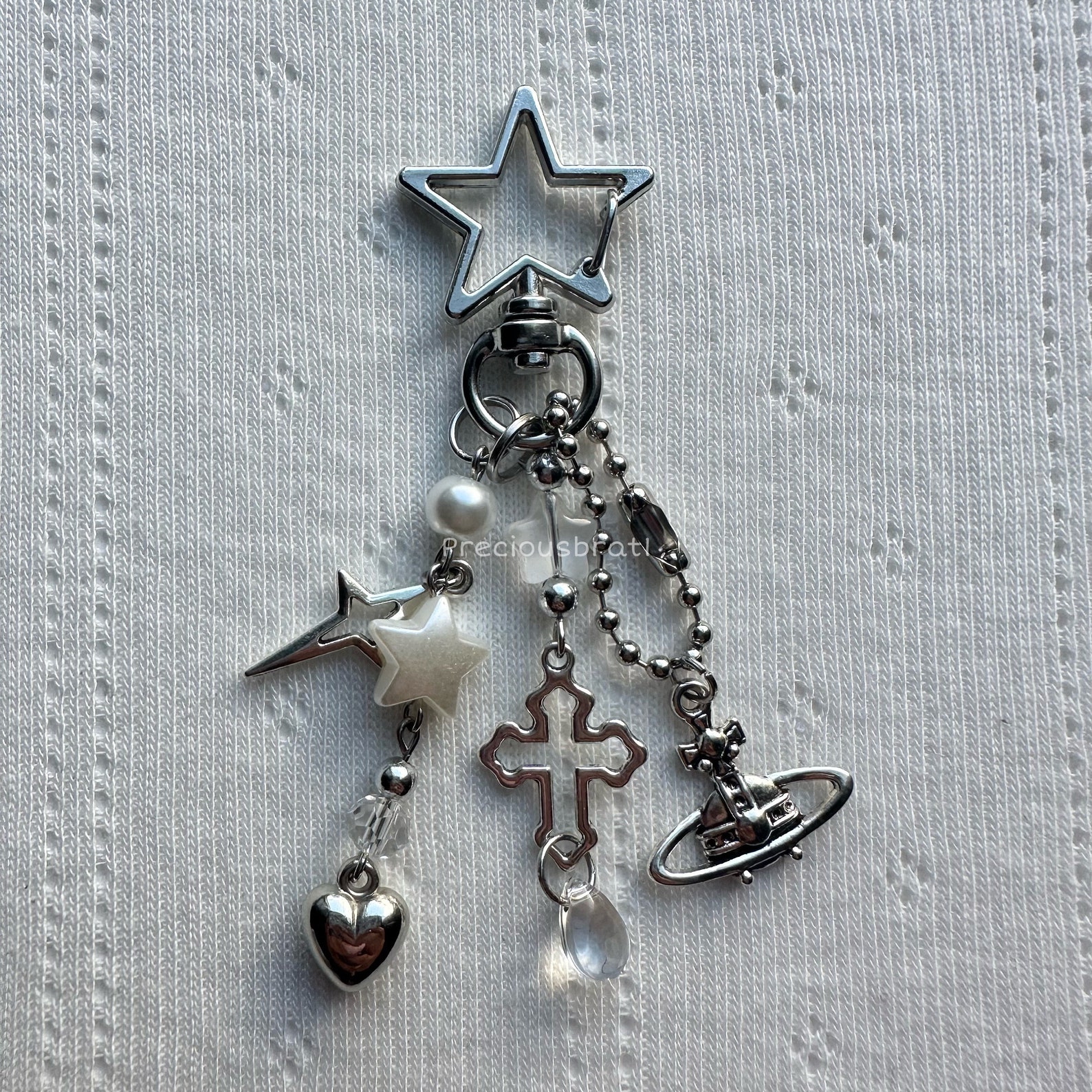 Handmade Cluttered Rockstar Gf Edgy Black and White Star Girl Keychains ...