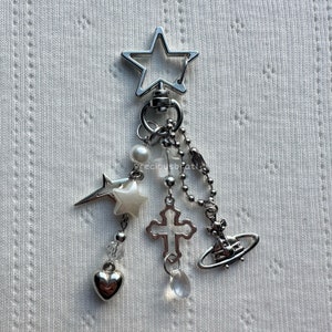 Handmade Cluttered Rockstar Gf Edgy Black and White Star Girl Keychains ...