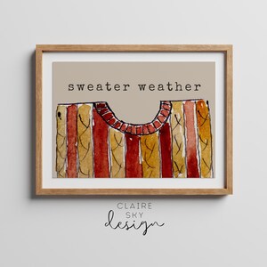 Sweater Weather Sign | Fall Printable Wall Art | Autumn Prints | Rust ...