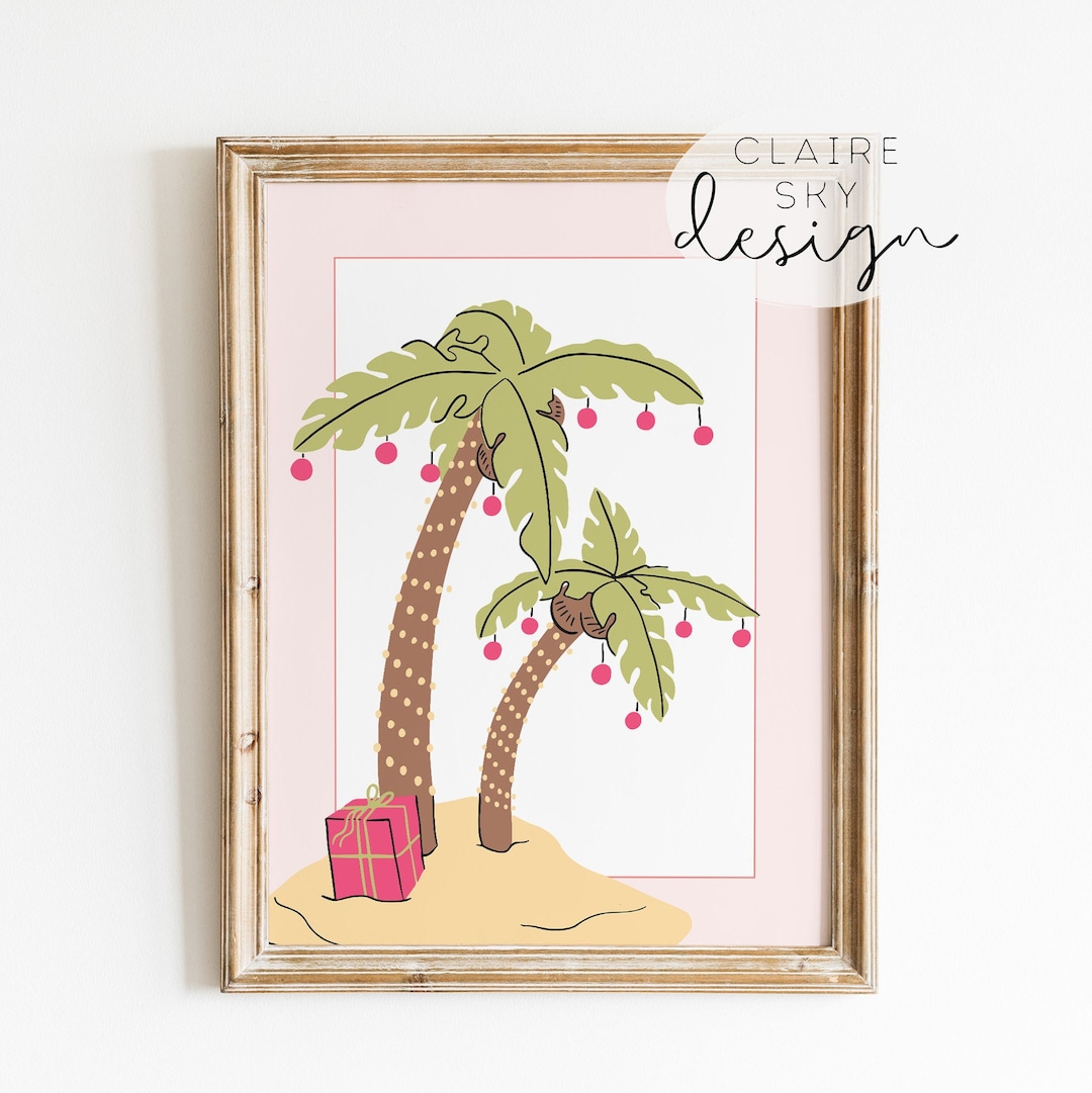 Beachy Christmas Print | Deck the Palms | Pinkmas Decor | Pastel ...