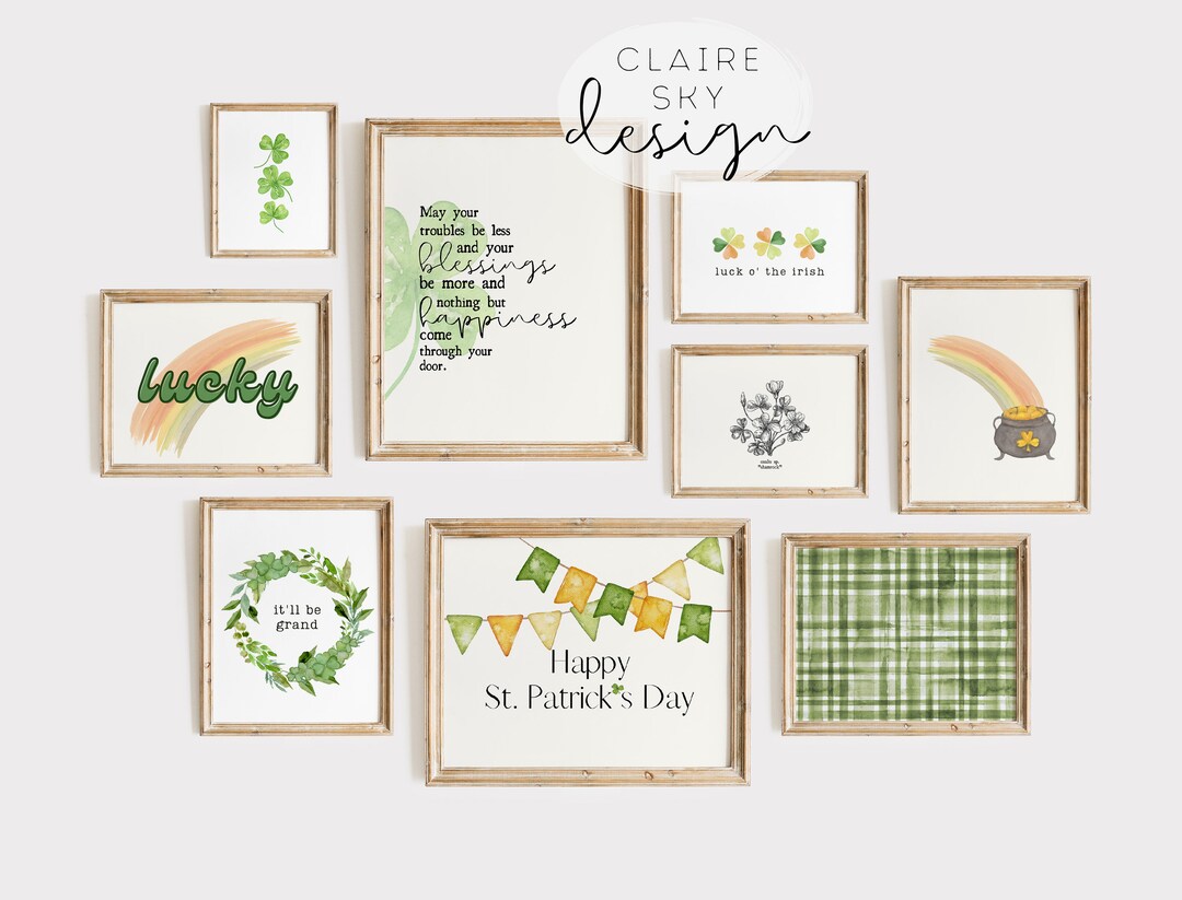 St Patricks Day Prints Set of 10 | Lucky Irish Printable Wall Art ...