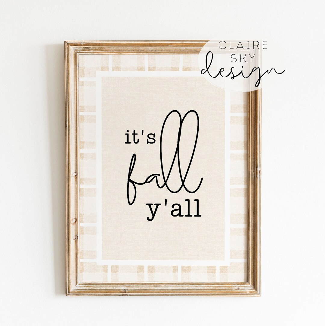 Its Fall Yall Printable Wall Art Decor | Its Fall Yall Plaid Autumn ...