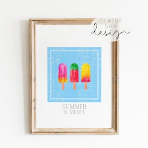 Summer Art Print | Popsicle Printable Wall Decor | Bright Colored Decor ...
