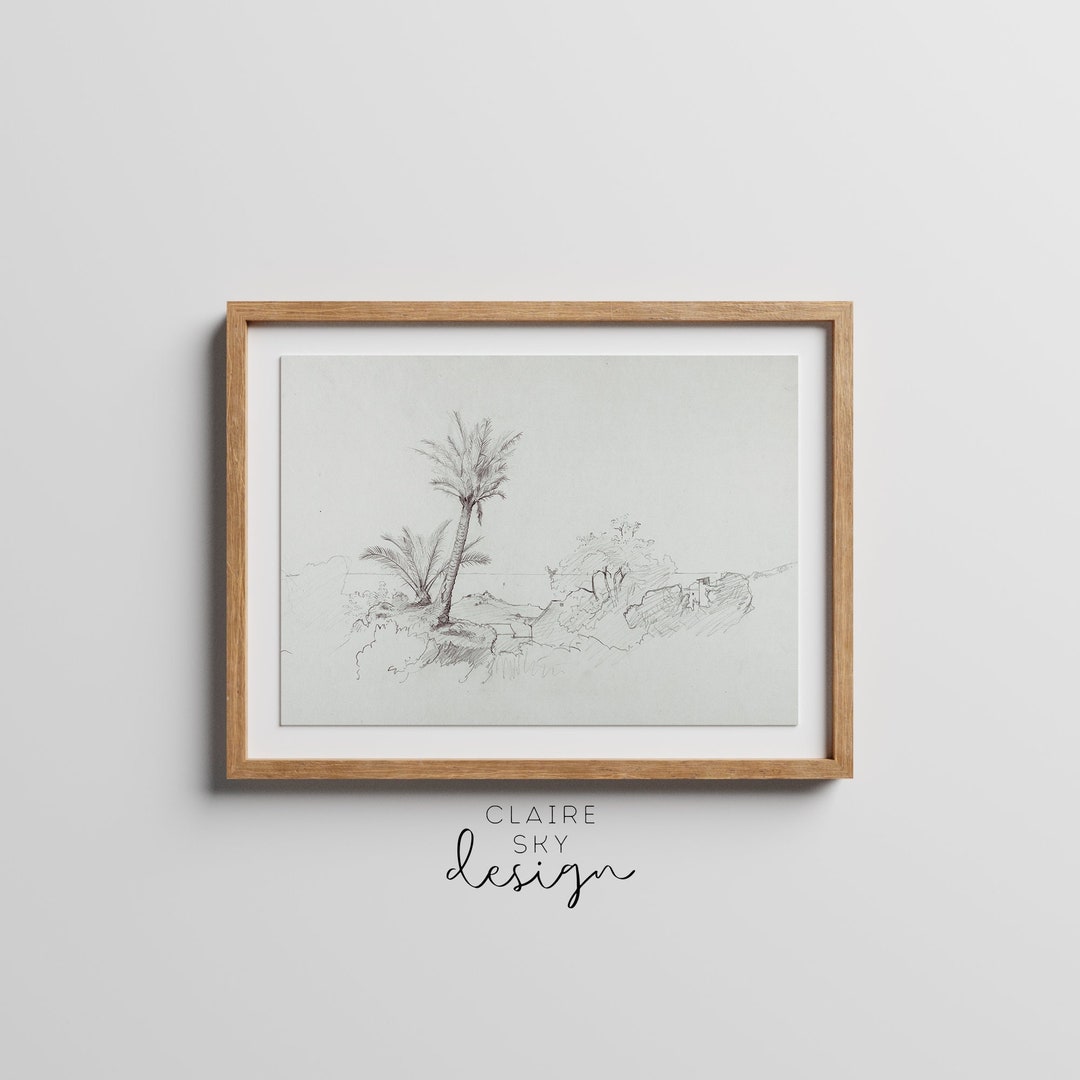 Vintage Seascape Print | Seascape Wall Art | Vintage Ocean Sketch ...