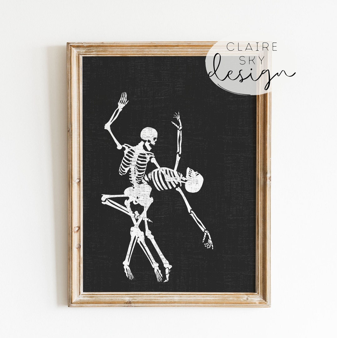Skeleton Couple | Dancing Skeletons Printable Wall Art | Halloween ...