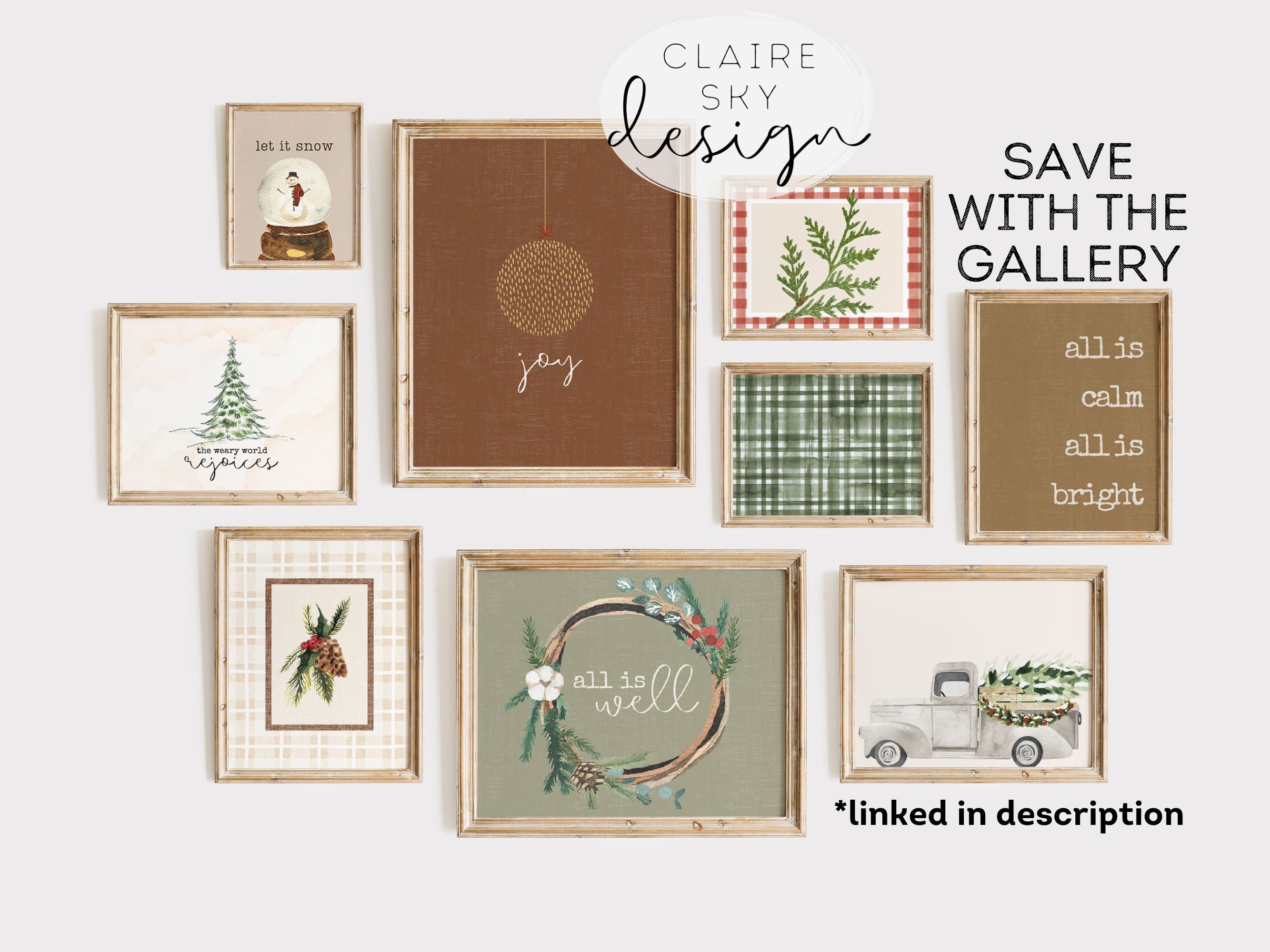 All is Calm All is Bright Sign Christmas Carol Wall Art Neutral ...