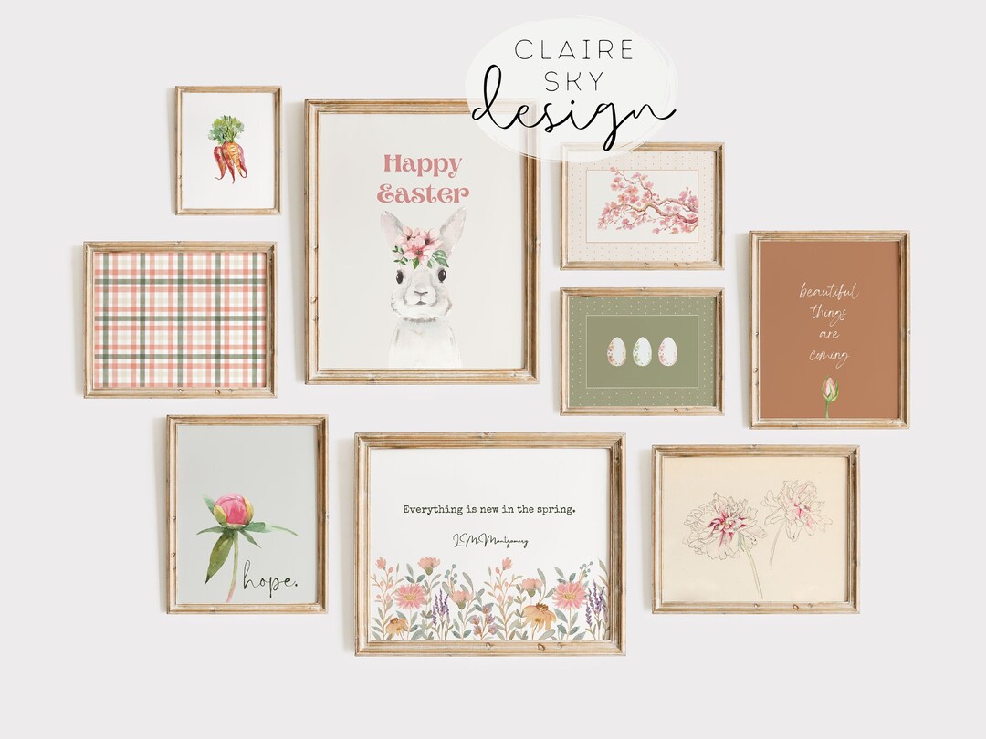 Printable Easter Wall Art | Easter Prints Set of 10 | Spring Wall Art ...