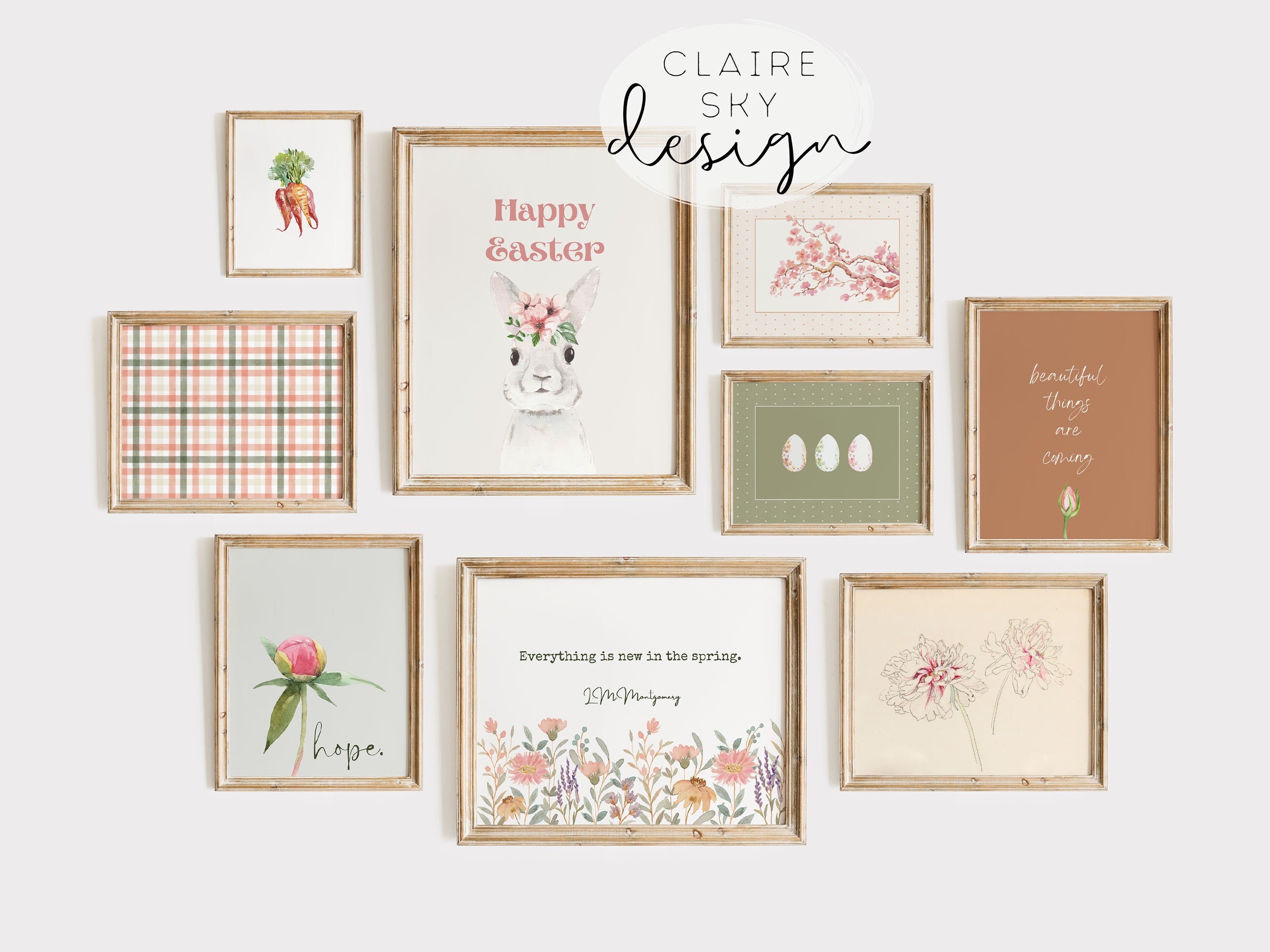 Printable Easter Wall Art | Easter Prints Set of 10 | Spring Wall Art ...