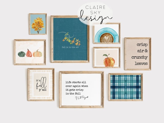 Printable Fall Wall Art Gallery Bundle Jewel Tones Teal Fall - Etsy