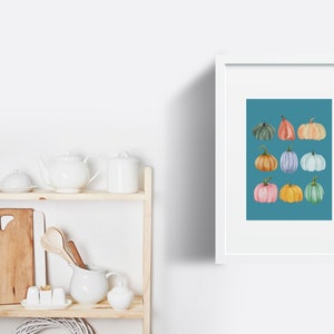 Teal Pumpkin Printable Wall Art | Fall Watercolor Pumpkin Print ...