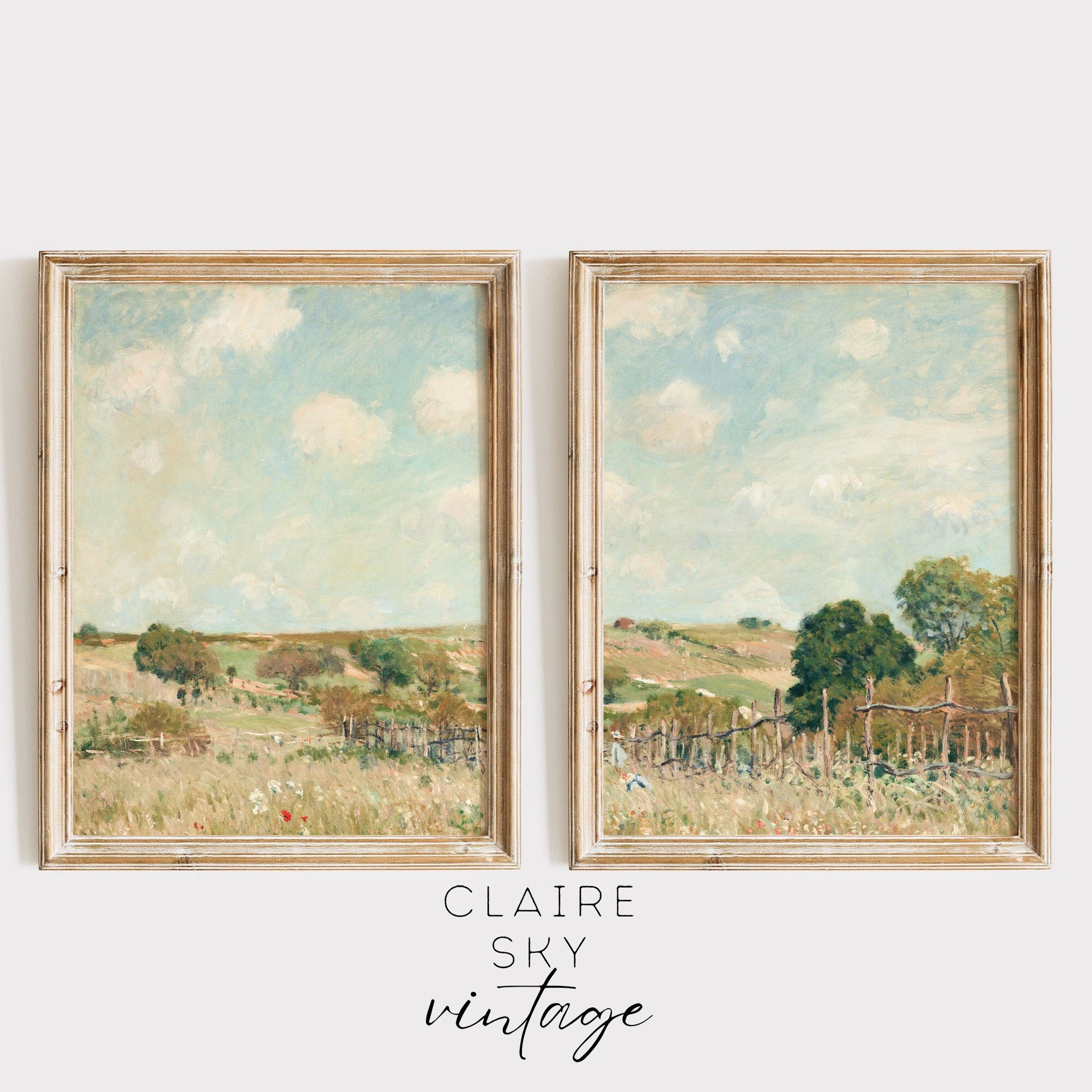 Vintage Spring Landscape Print Set Vintage Printable Art Rustic Vintage ...