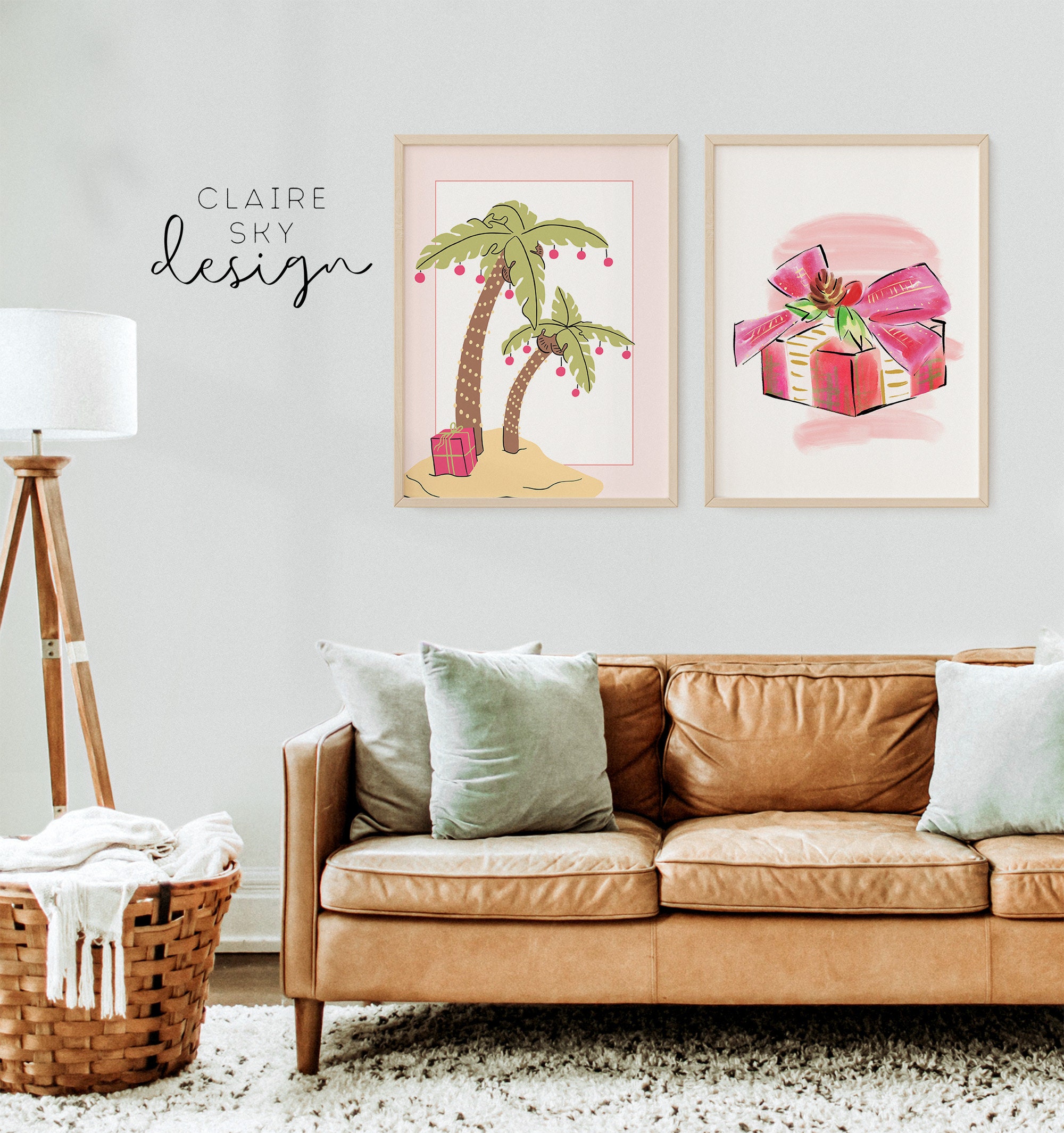 Beachy Christmas Print | Deck the Palms | Pinkmas Decor | Pastel ...