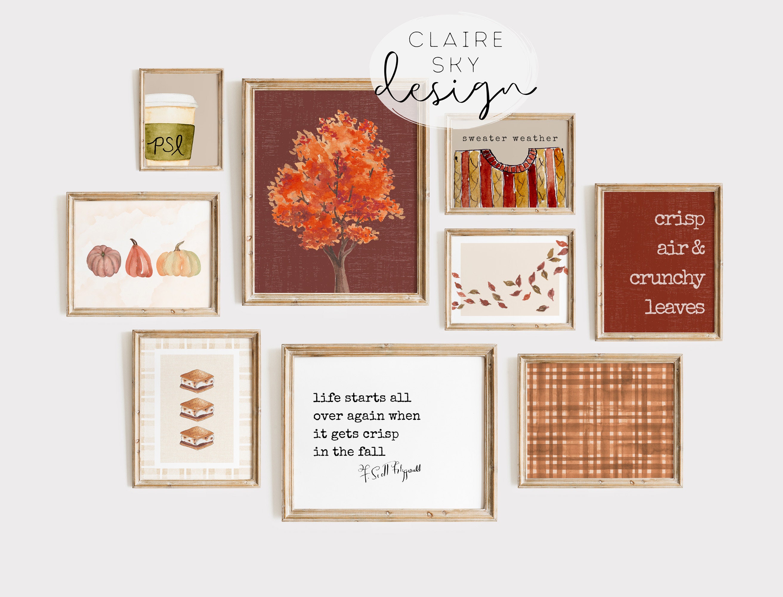 October Wall Art Set Fall Colors Gallery Wall Prints - Etsy