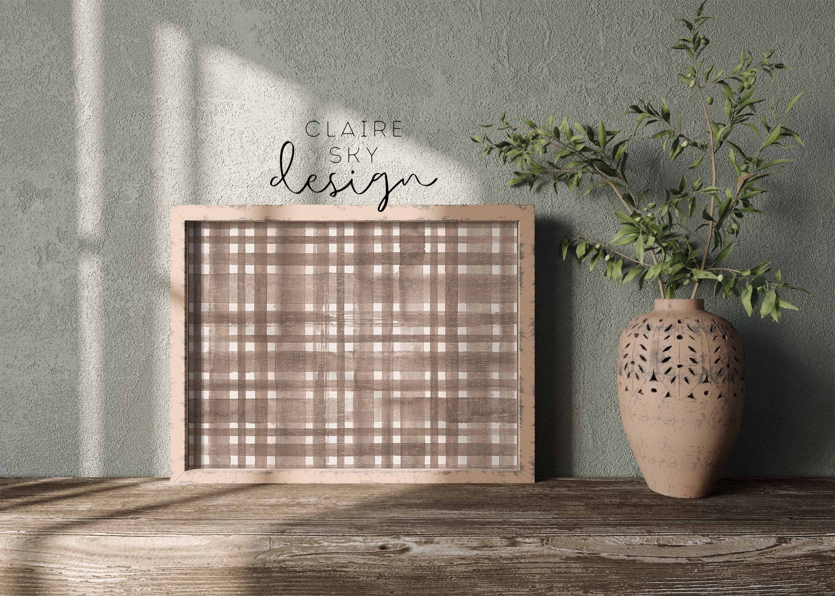 Neutral Plaid Autumn Print | Fall Printable Wall Art | Neutral Fall ...