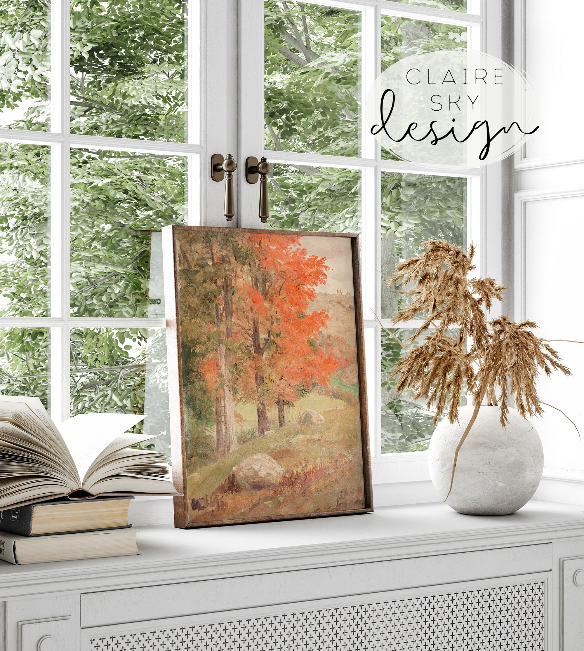 Vintage Autumn Art Prints Fall Tree Oil Painting Wall Art Autumn ...