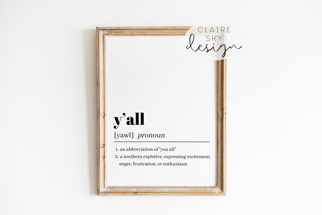 Y'all Definition Printable Humorous Southern Saying - Etsy