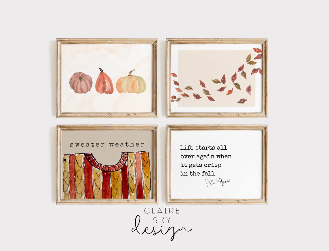 October Wall Art Set Fall Colors Gallery Wall Prints - Etsy