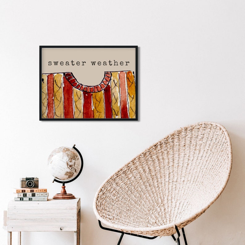 Sweater Weather Sign Fall Printable Wall Art Autumn Prints Rust Fall ...