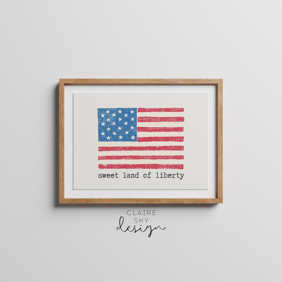 4th of July Printable Wall Art | American Flag Print | Fourth of July ...