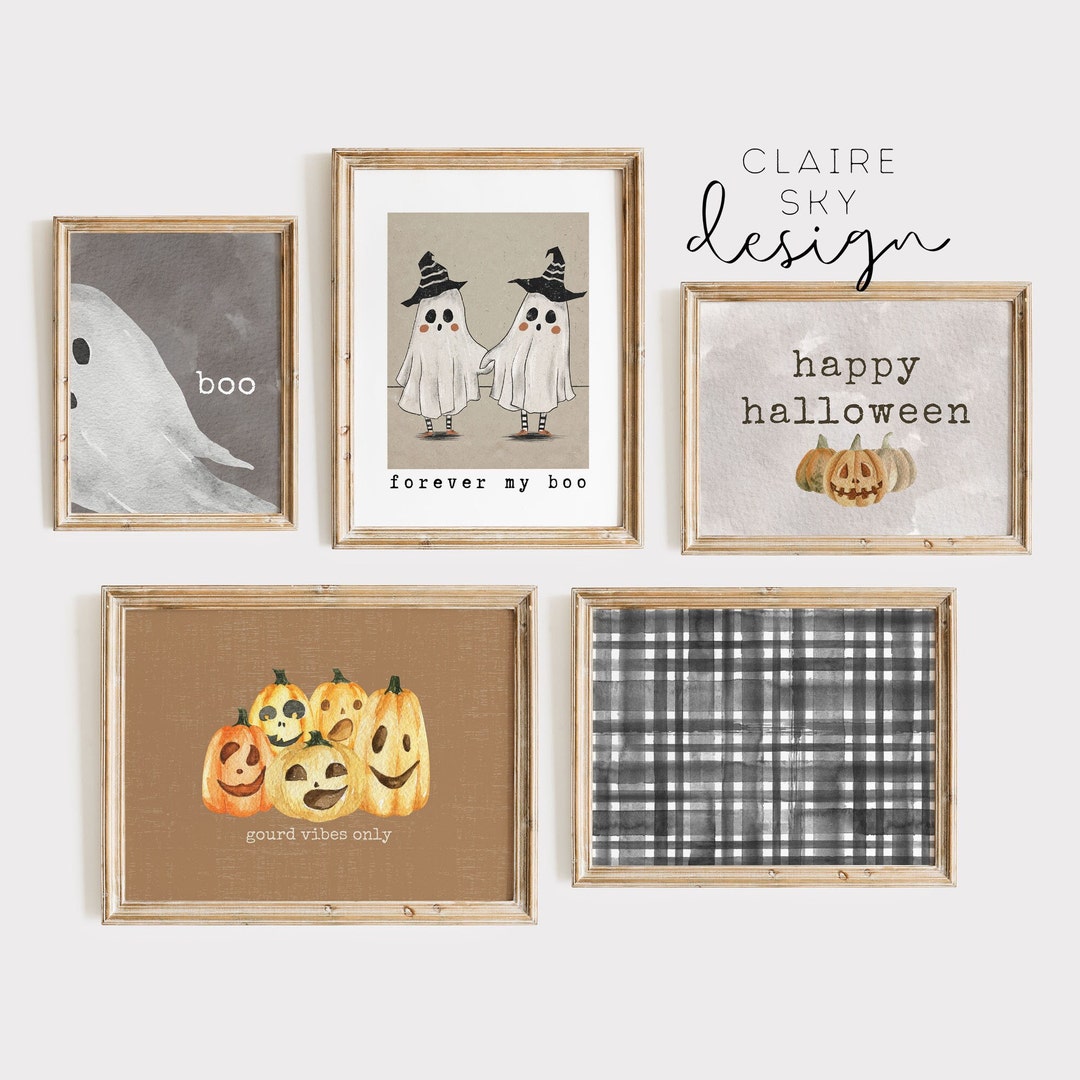 Halloween Printable Art Set of 6 Prints | Neutral Halloween Wall Art ...
