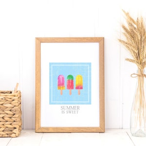 Summer Art Print | Popsicle Printable Wall Decor | Bright Colored Decor ...