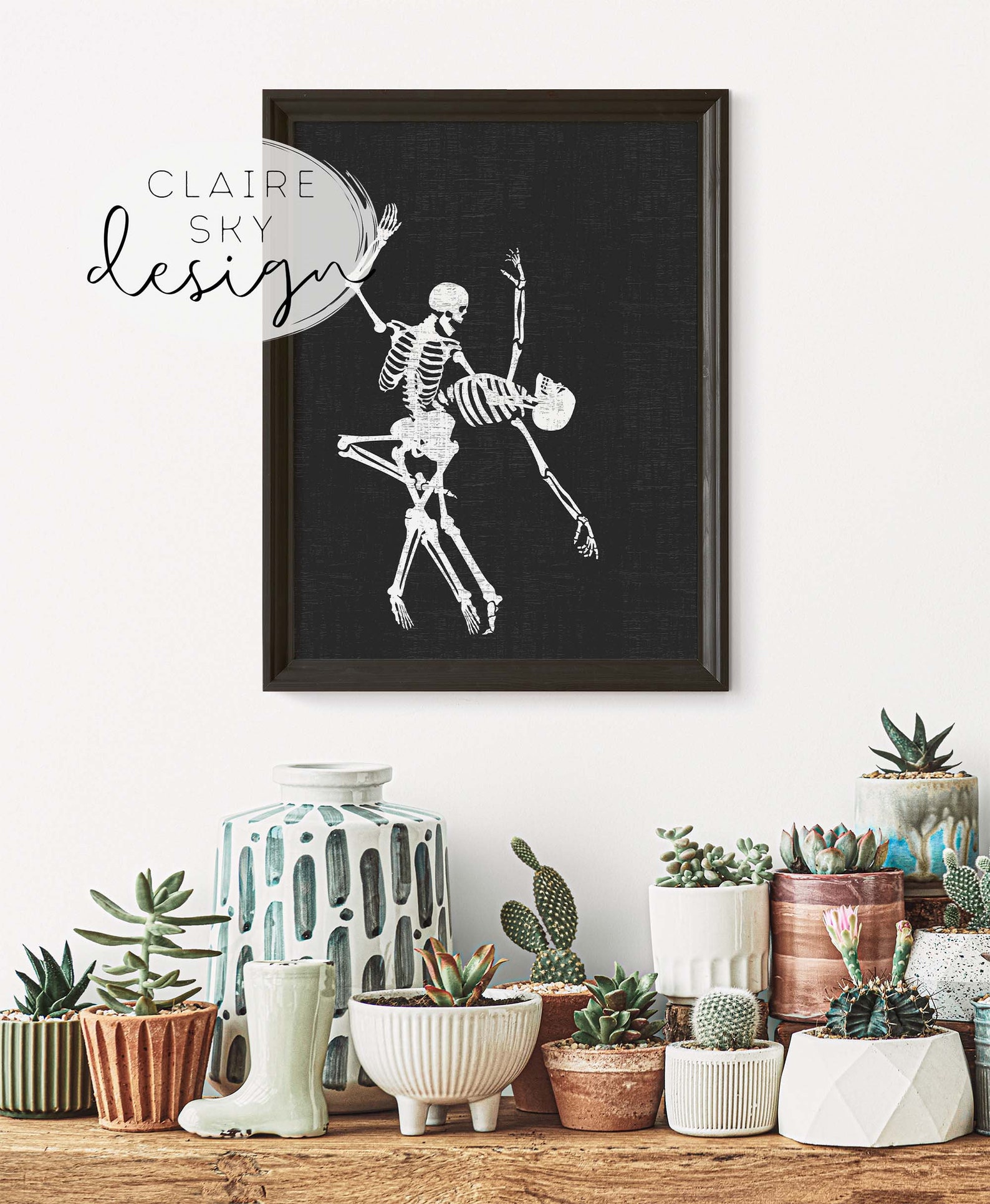 Skeleton Couple | Dancing Skeletons Printable Wall Art | Halloween ...