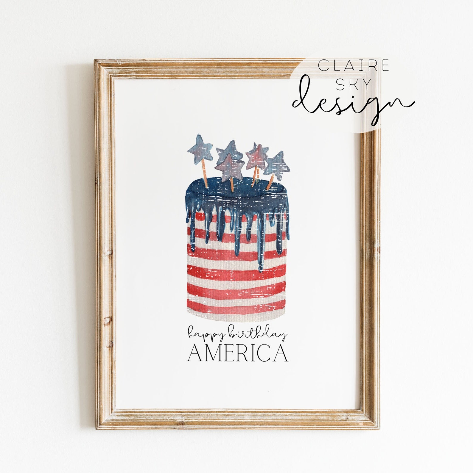 Happy Birthday America Print | Farmhouse Fourth of July Wall Art ...
