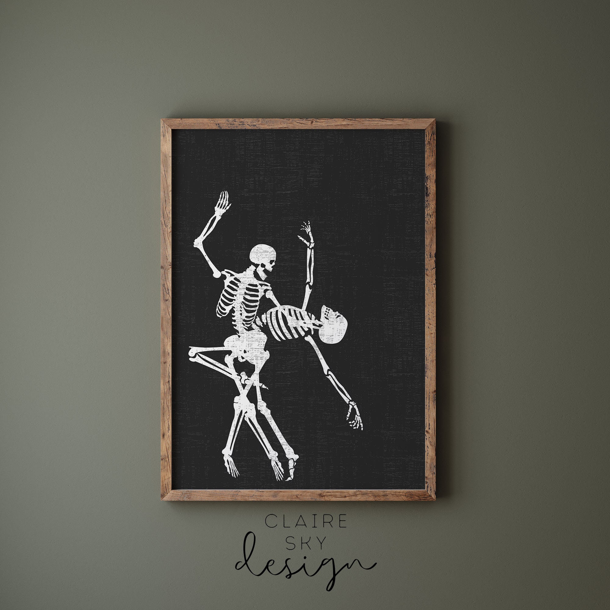 Skeleton Couple | Dancing Skeletons Printable Wall Art | Halloween ...