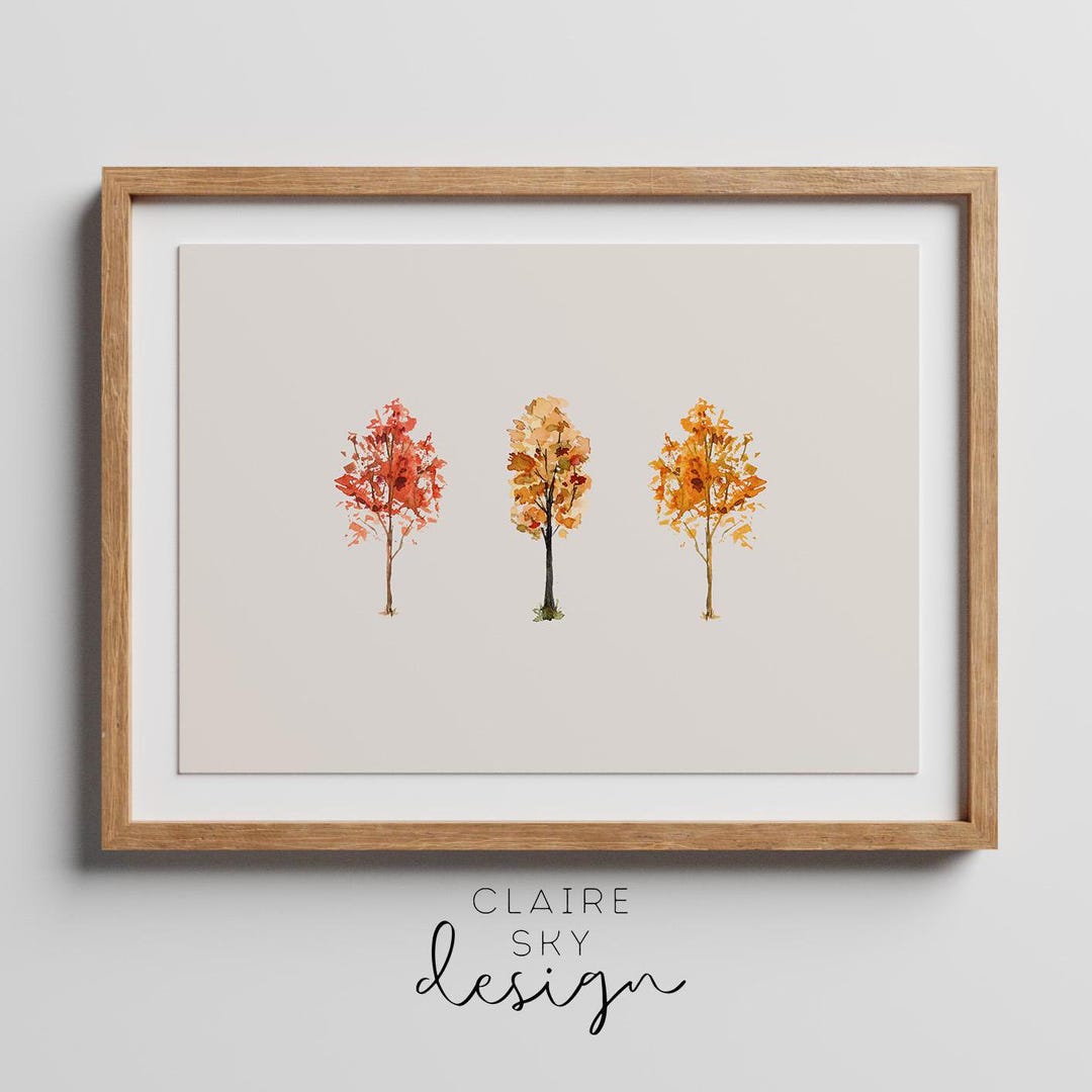 Fall Trees Print | Autumn Printable Wall Art | Fall Digital Print ...