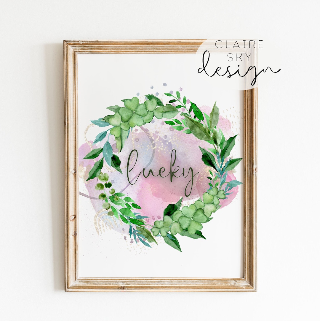 Four Leaf Clover Wall Art | St Patricks Day Printable Art | Shamrock ...