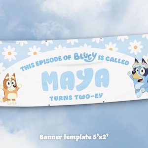 Bluey Floral Daisy Birthday Party Banner - Etsy