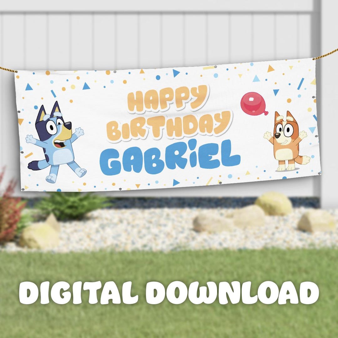 Bluey Personalized Confetti Birthday Banner DIGITAL DOWNLOAD - Etsy ...