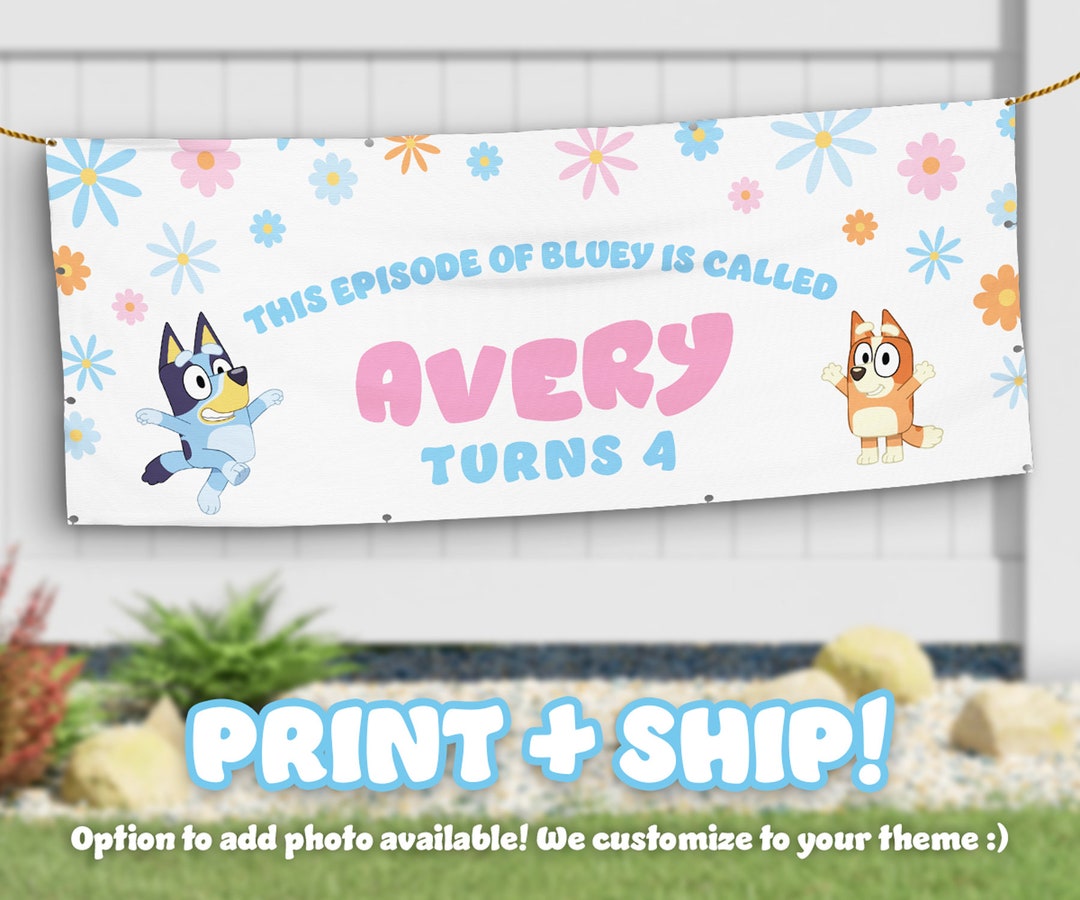 Bluey Floral Daisy Birthday Party Banner - Etsy