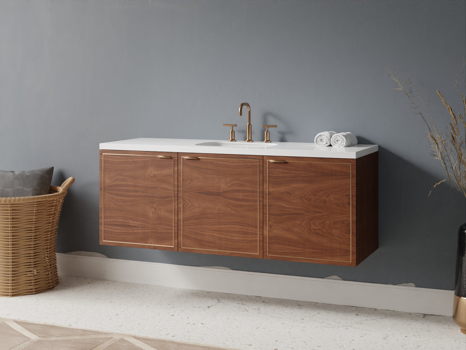 Brass Inlay Bathroom Vanity Single Sink Free Shipping - Etsy