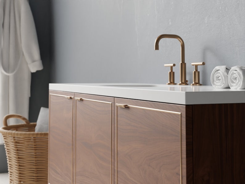 Brass Inlay Bathroom Vanity Single Sink Free Shipping - Etsy